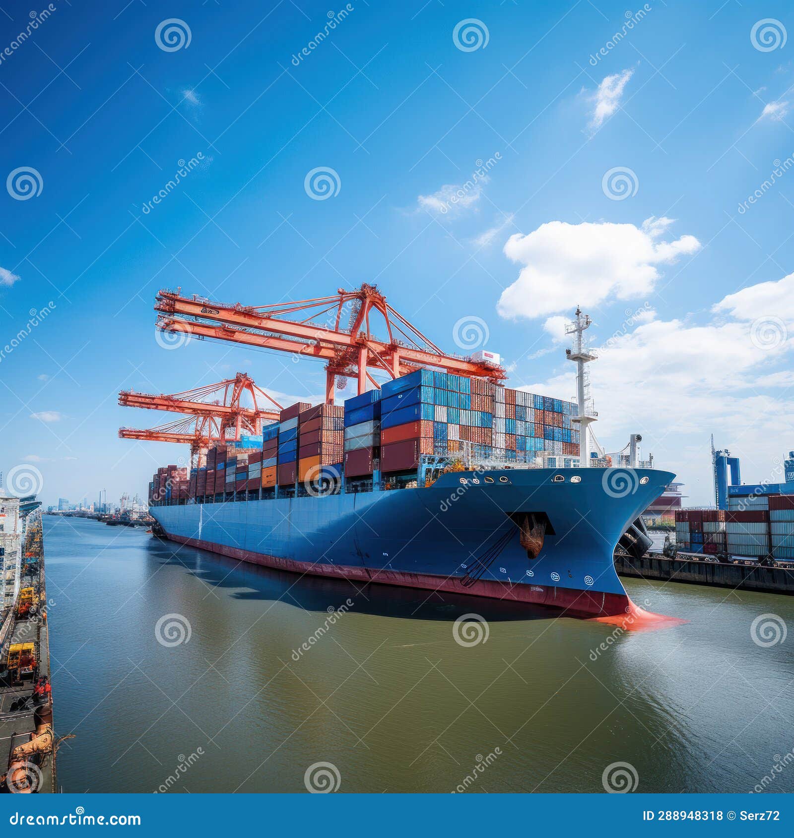 Loading Containers on a Cargo Ship Stock Photo - Image of logistics ...