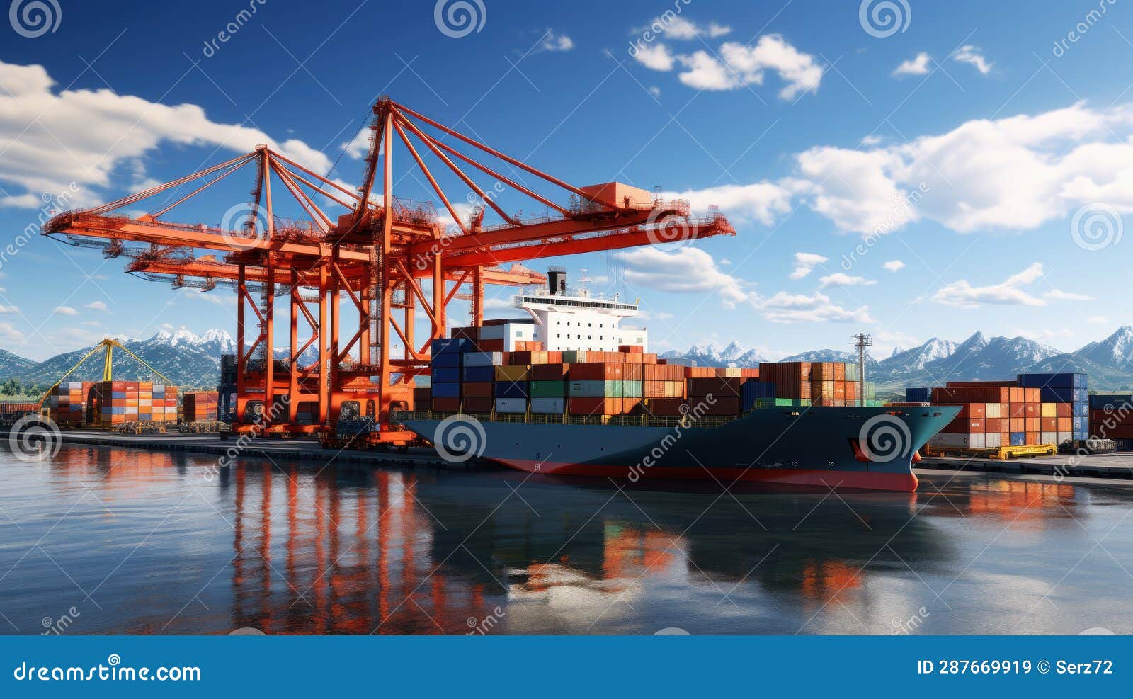 Loading Containers on a Cargo Ship Stock Image - Image of trade ...