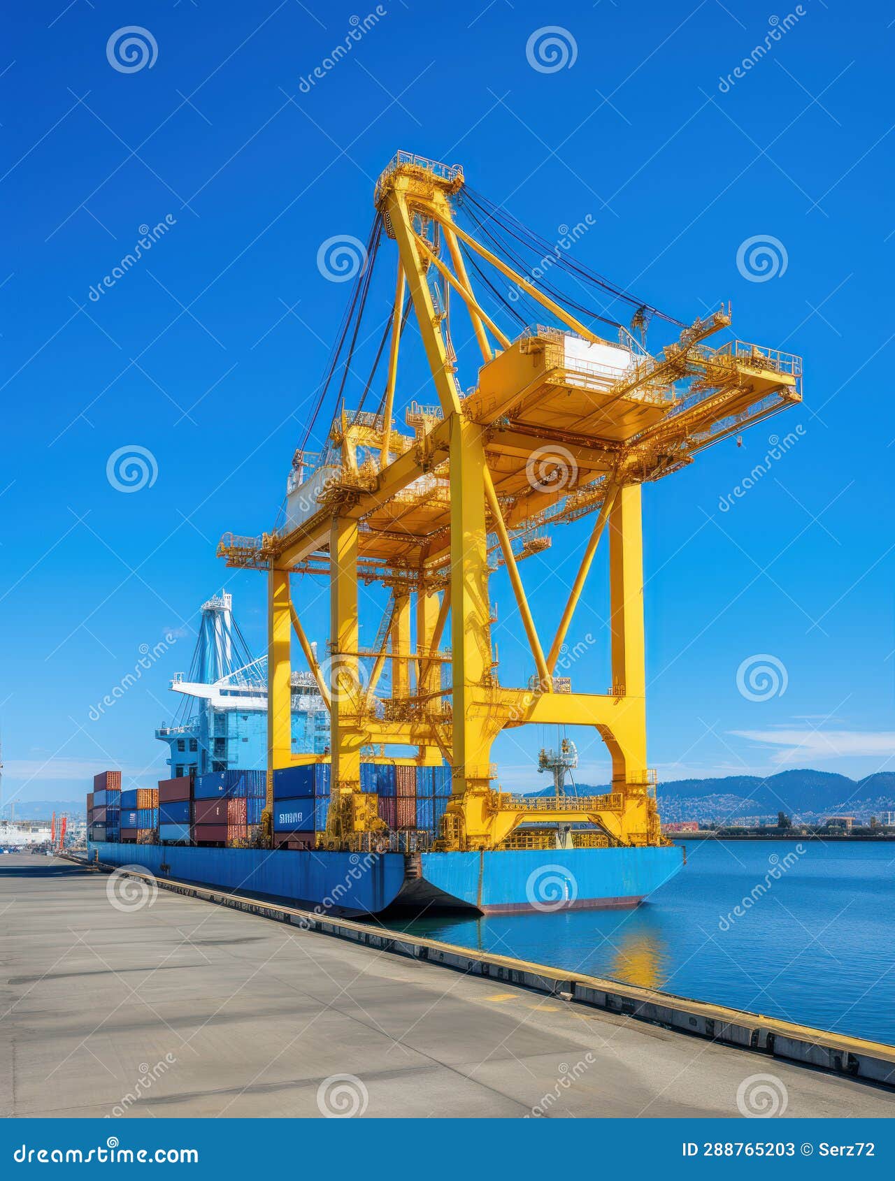 Loading Containers on a Cargo Ship Stock Image - Image of freight, pier ...