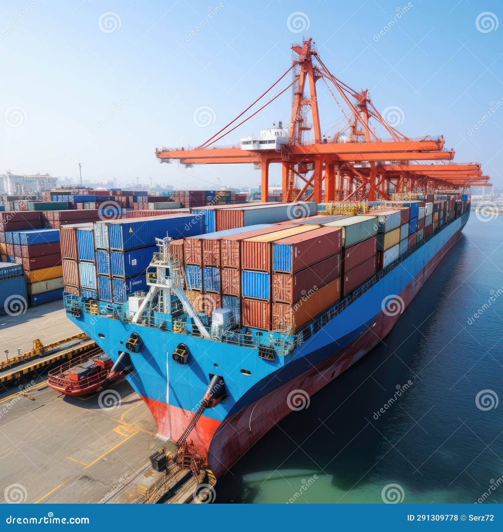 Loading Containers on a Cargo Ship Stock Photo - Image of dock ...