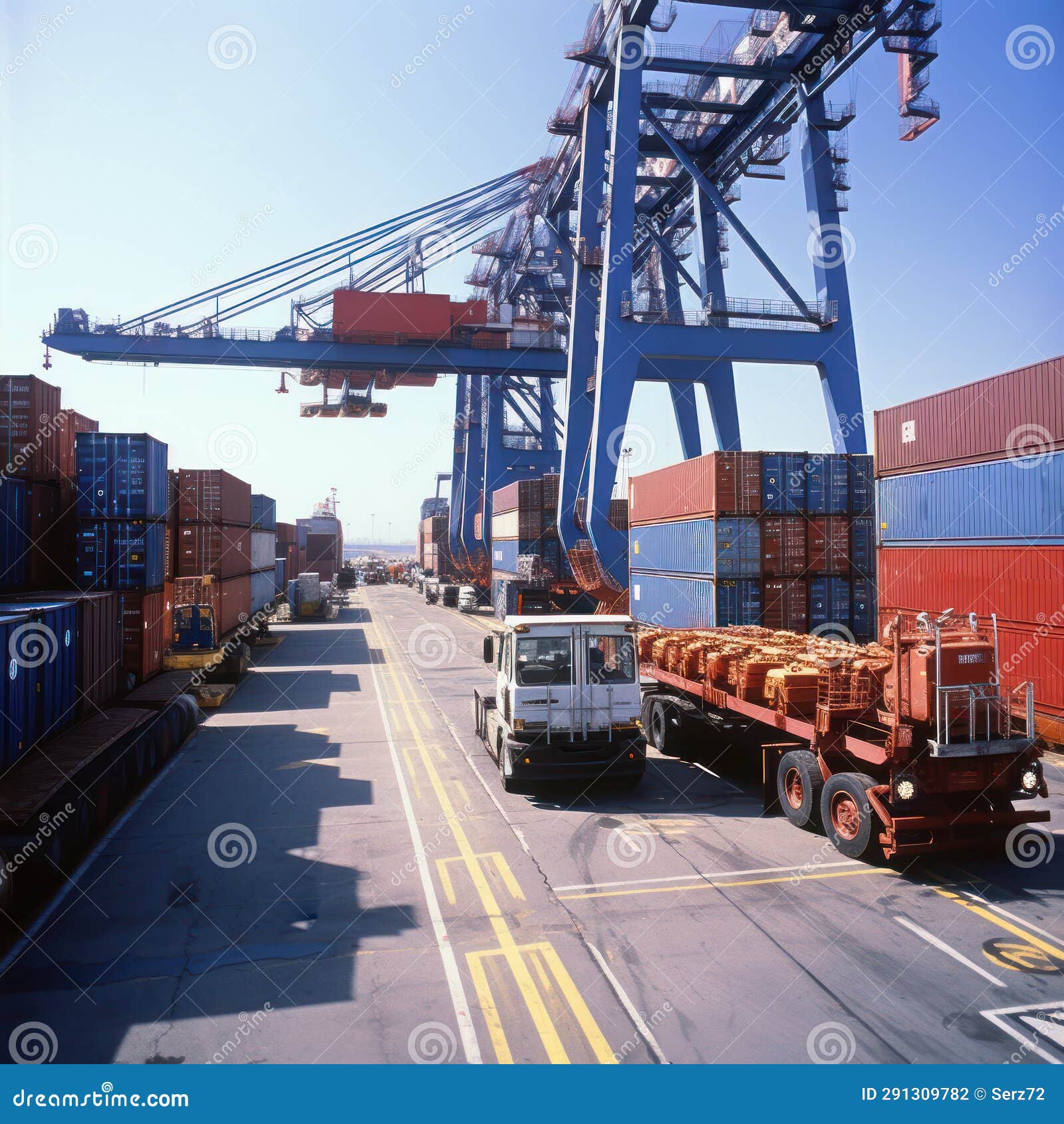 Loading Containers on a Cargo Ship Stock Photo - Image of boat ...