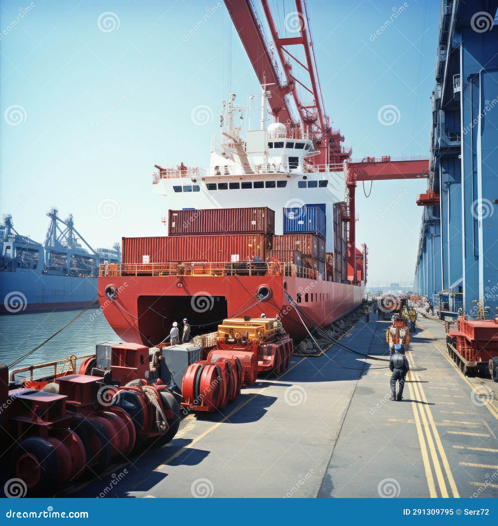 Loading Containers on a Cargo Ship Stock Image - Image of logistics ...