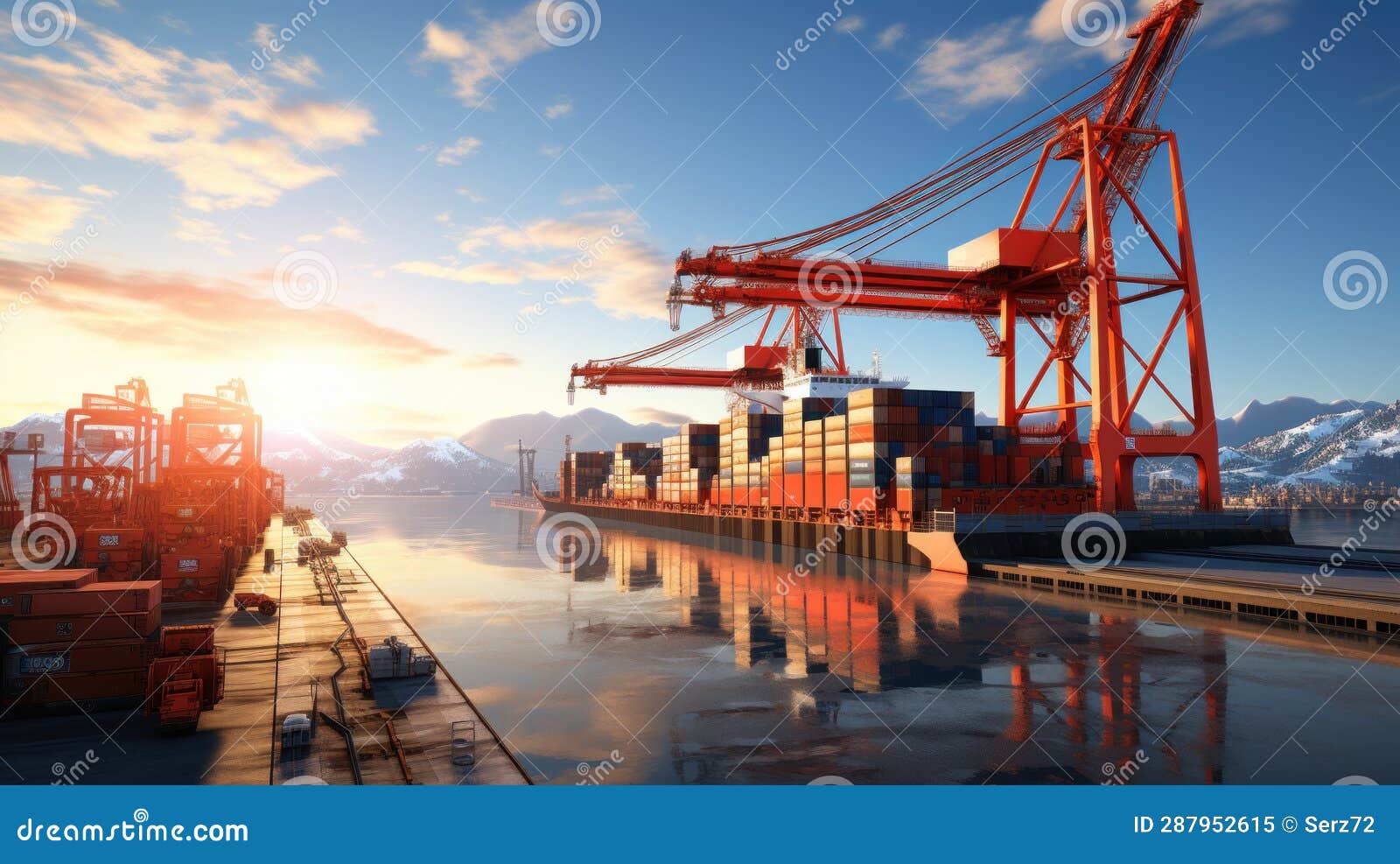 Loading Containers on a Cargo Ship Stock Image - Image of logistic ...