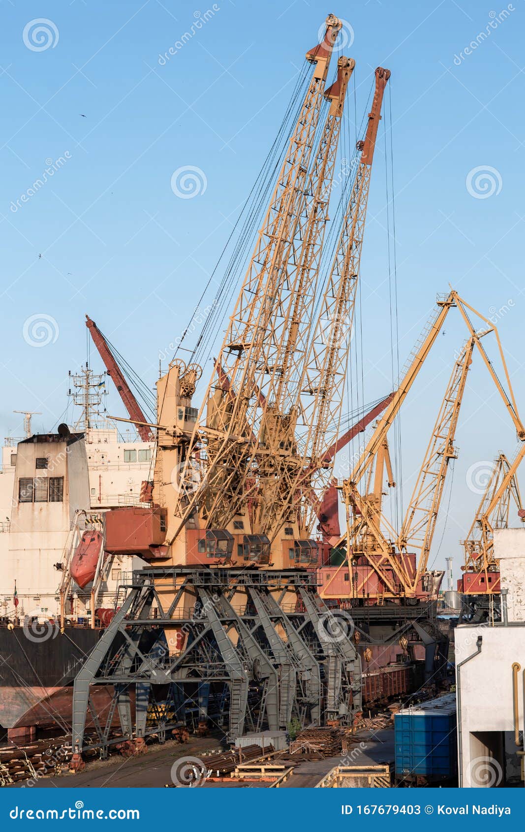 Loading Containers on a Container Ships, Port Cranes and Huge Ships ...