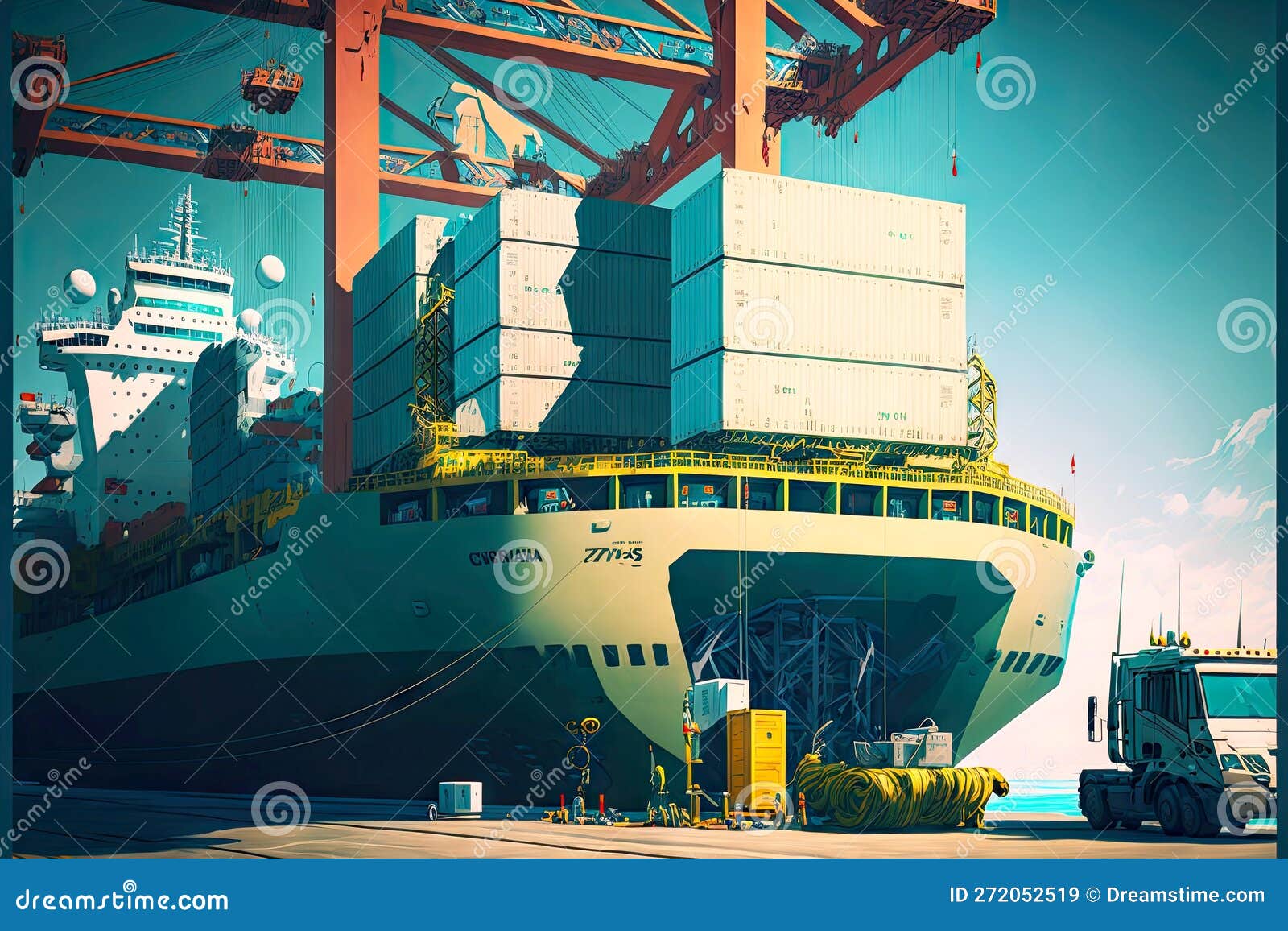 Loading by Cranes of Cargo Ship at Berth, Global Business Logistics ...
