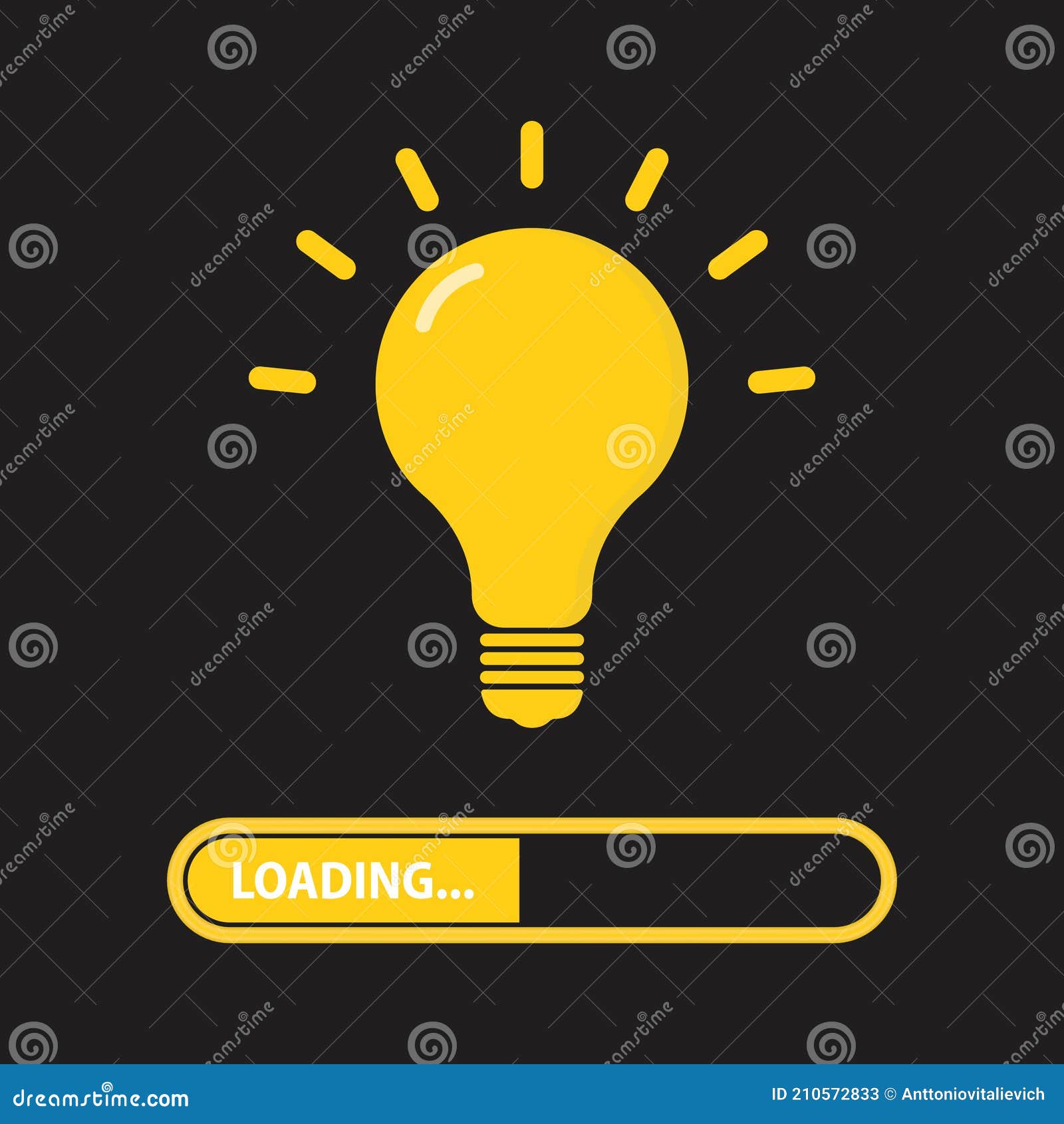 Loading Creative Idea Concept. Progress Loading Bar. Yellow Lightbulb ...