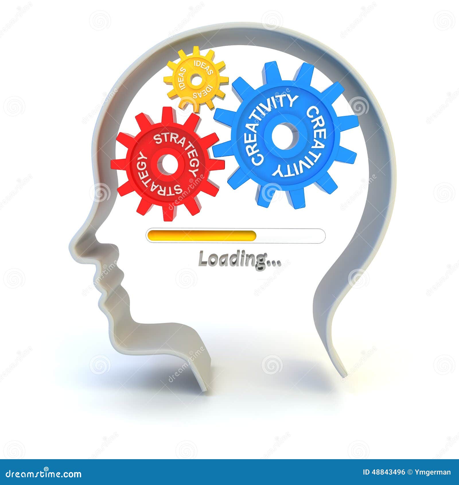Loading Creativity, Idea and Strategy, 3d Render Stock Illustration ...