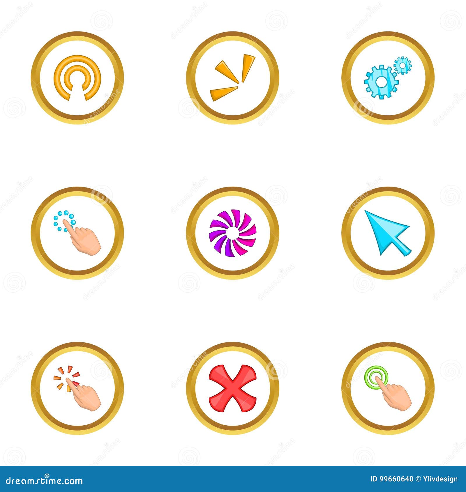 Loading Cursor Icons Set, Cartoon Style Stock Vector - Illustration of ...