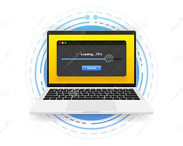 Loading Data Window Progress Bar on Screen Computer. Classic Operating ...