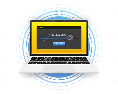 Loading Data Window Progress Bar on Screen Computer. Classic Operating System User. Update ...