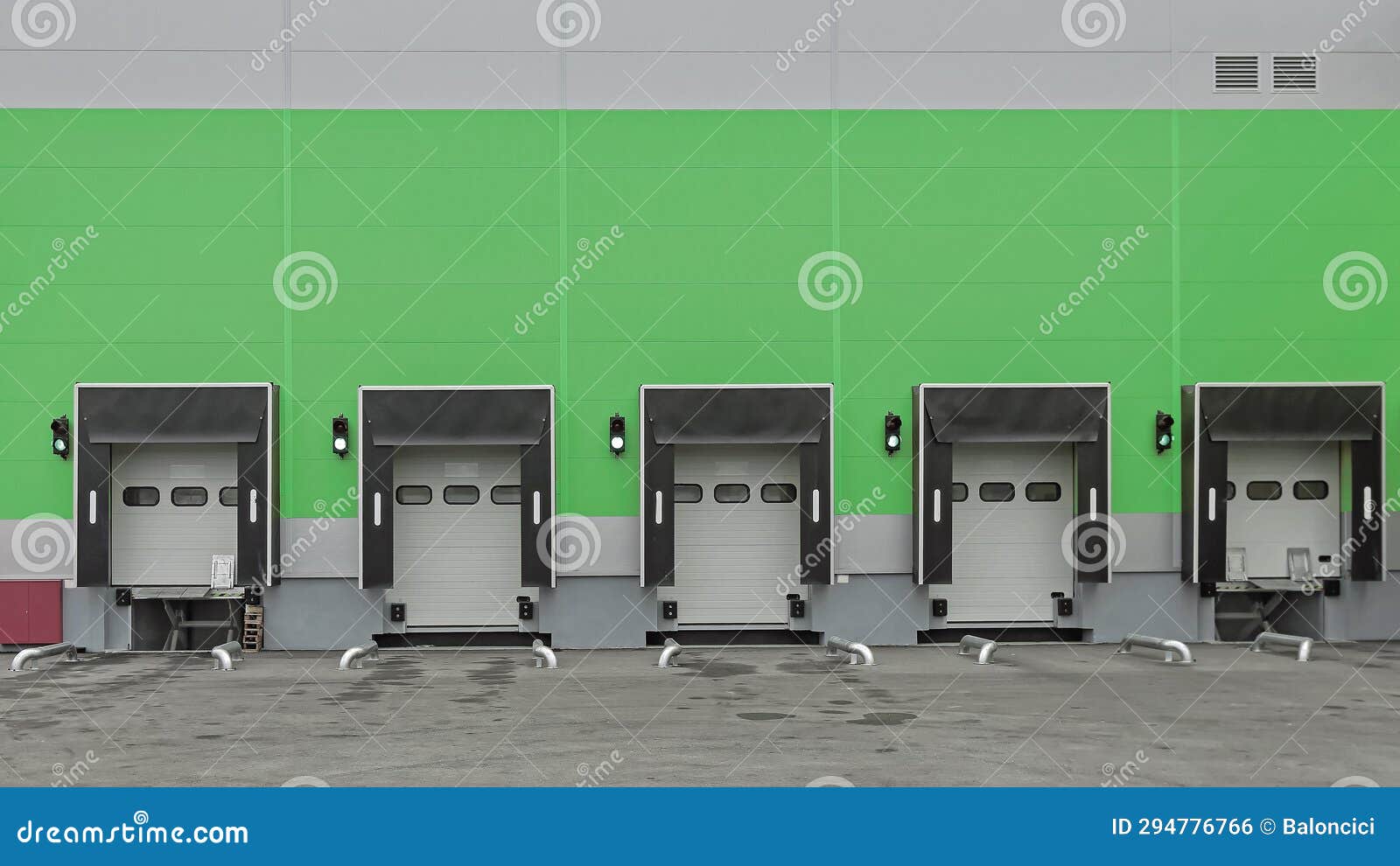 Loading Dock Cargo Doors stock photo. Image of cargo - 294776766
