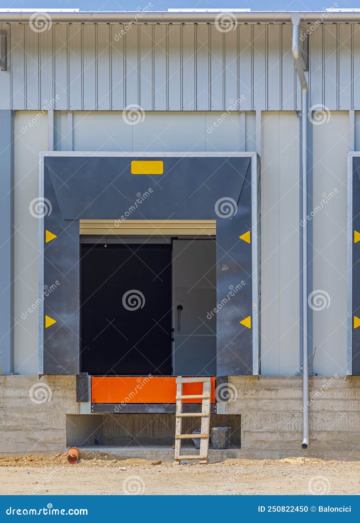 Loading Dock Door Ladder stock photo. Image of transport - 250822450