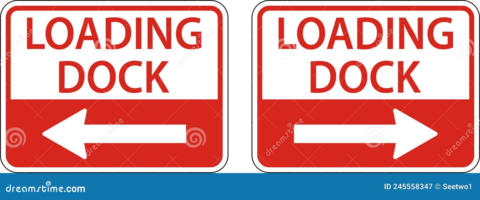 Loading Dock ,Left Arrow Sign ,Right Arrow Sign on White Background ...