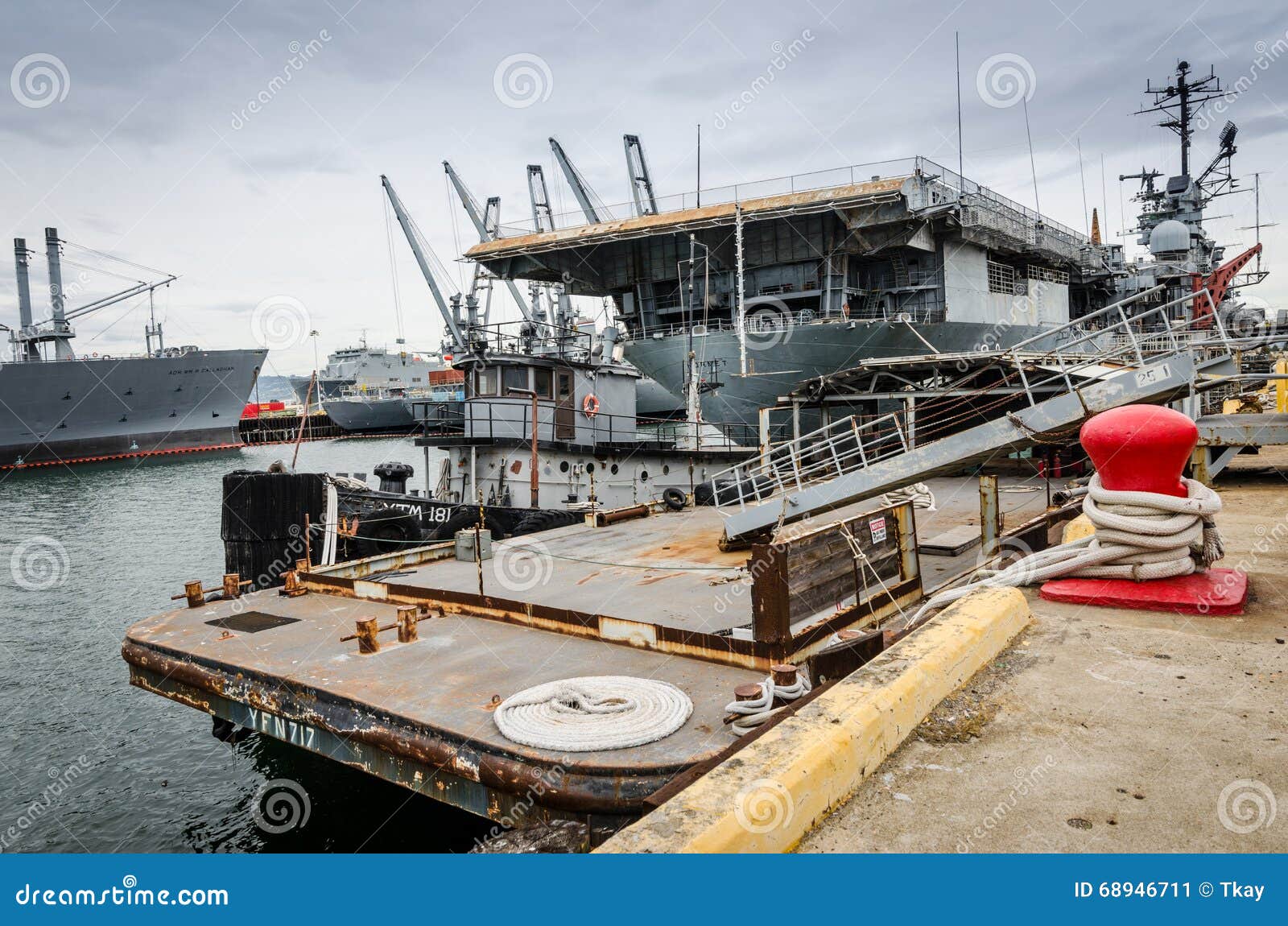 Loading Dock at USS Hornet Museum Ship Stock Image - Image of shoreline ...