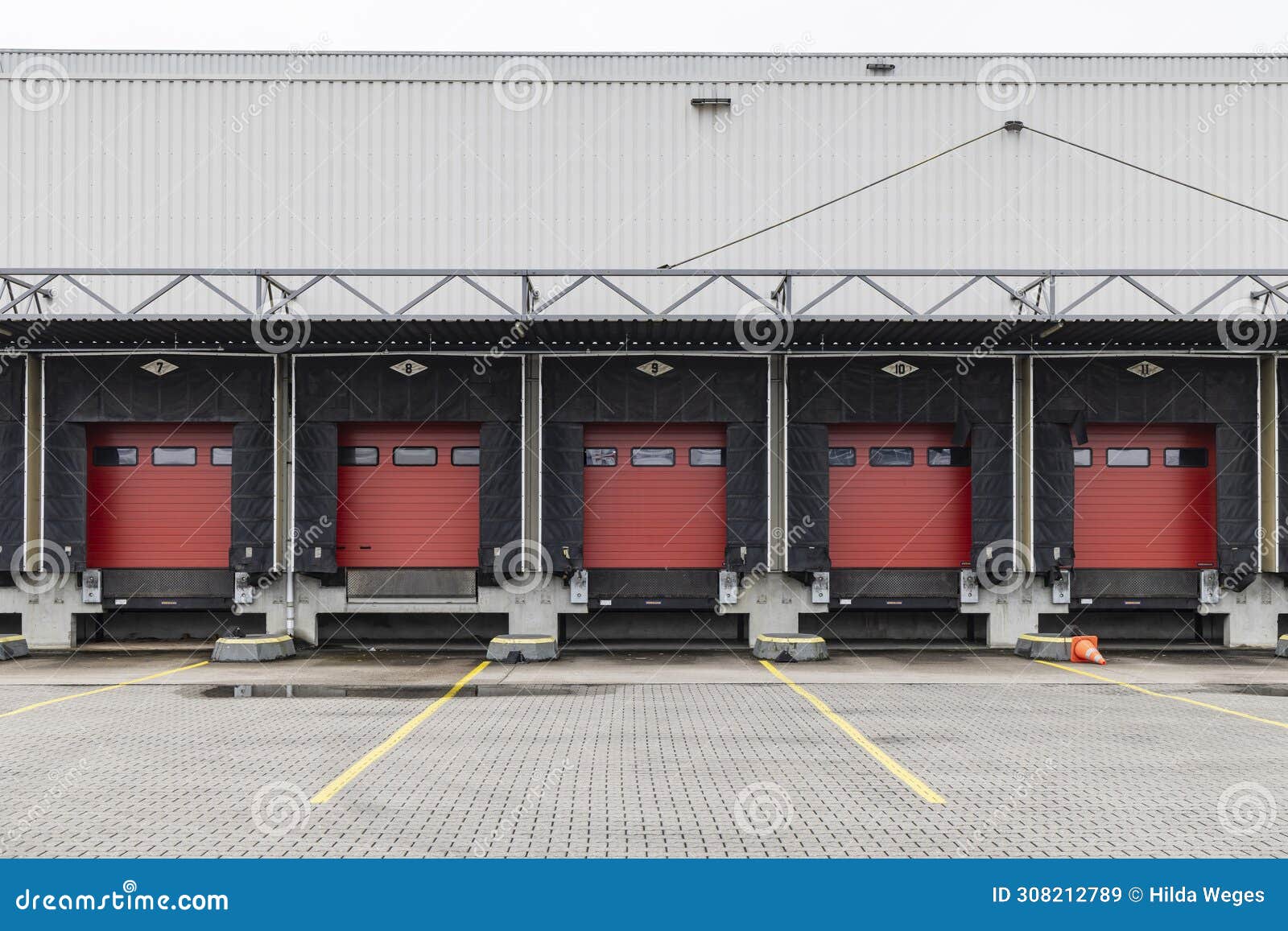 Loading docks of warehouse stock image. Image of business - 308212789