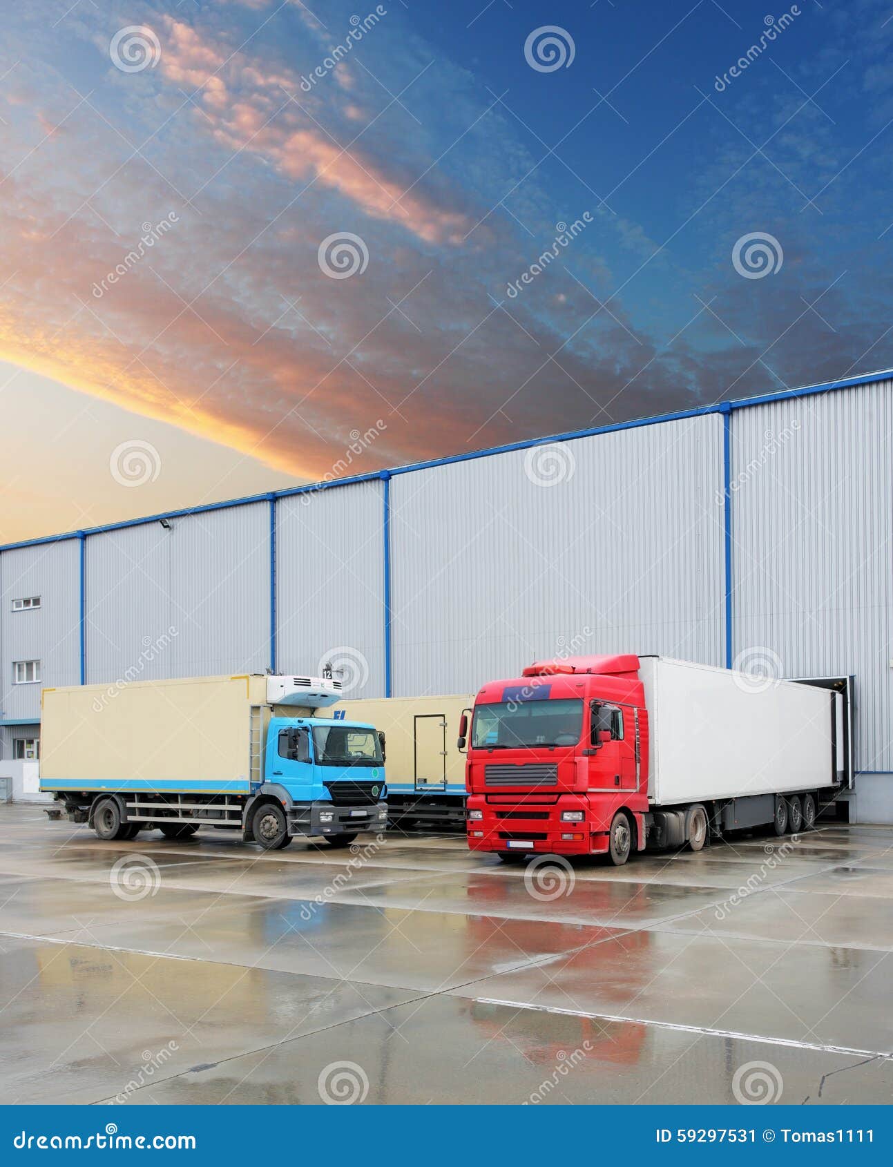 Loading Docks For Trucks In Warehouse, Angle View Stock Photography ...
