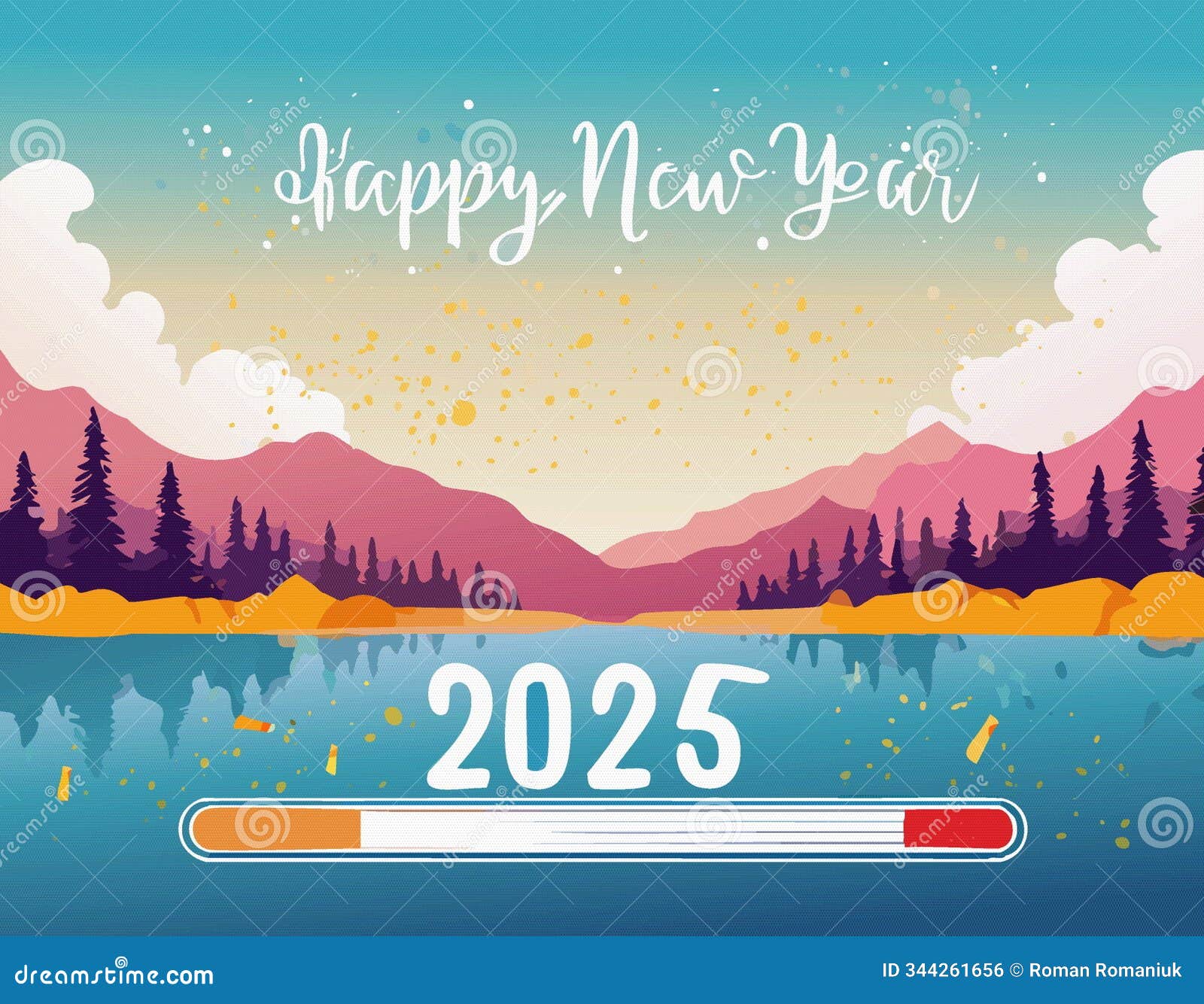 LOADING 2025 Download Bar with Summer Backround of Lake Forest Sky ...