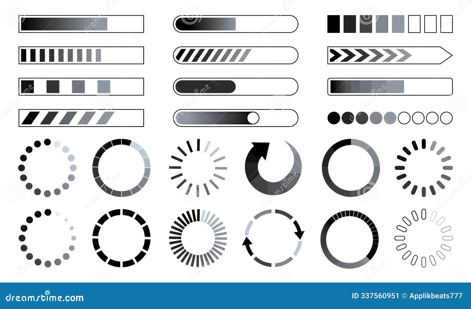 Loading. Download. Progress Concept. Loader Icons Set. Vector ...
