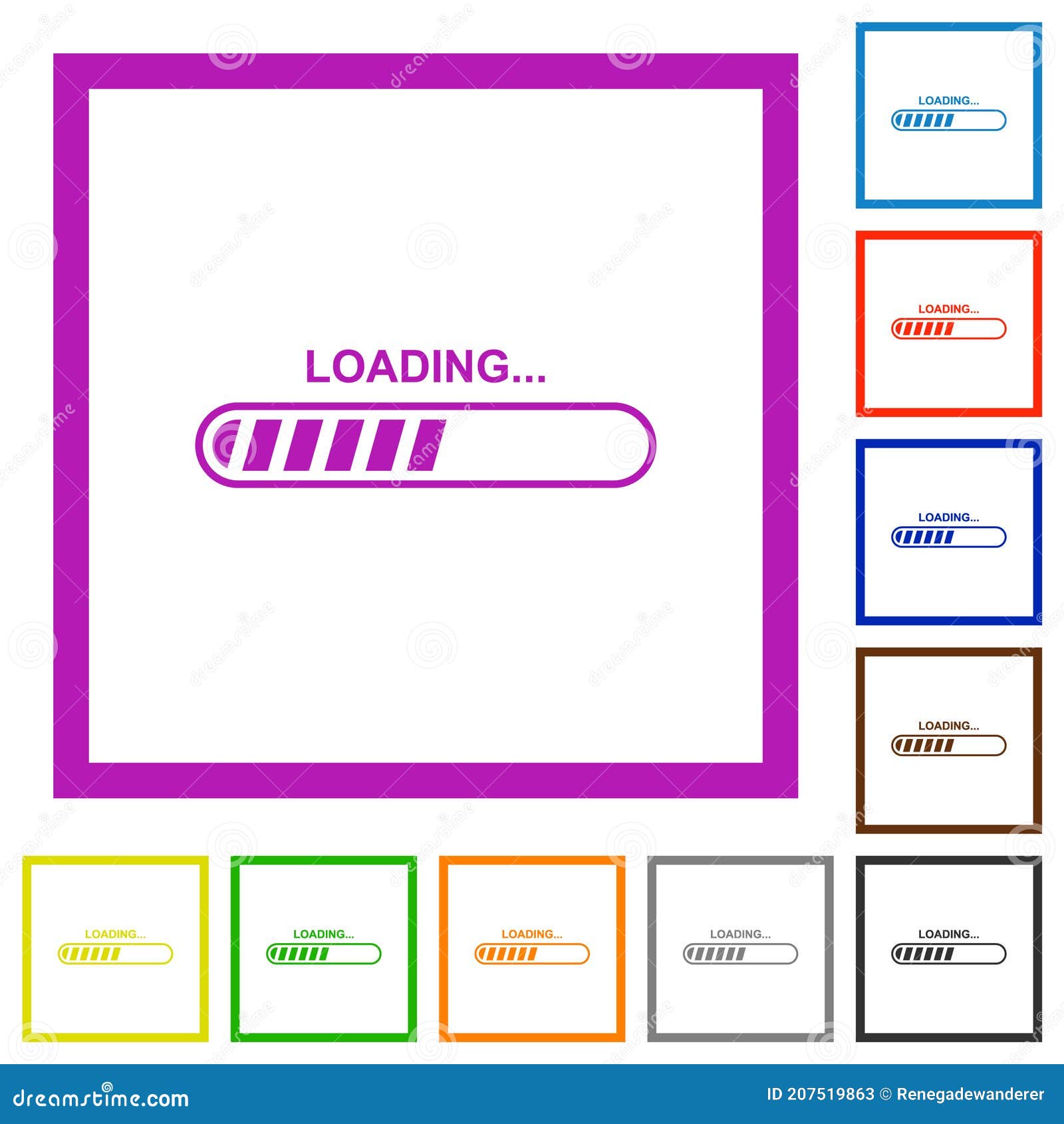 Loading flat framed icons stock vector. Illustration of indicator ...
