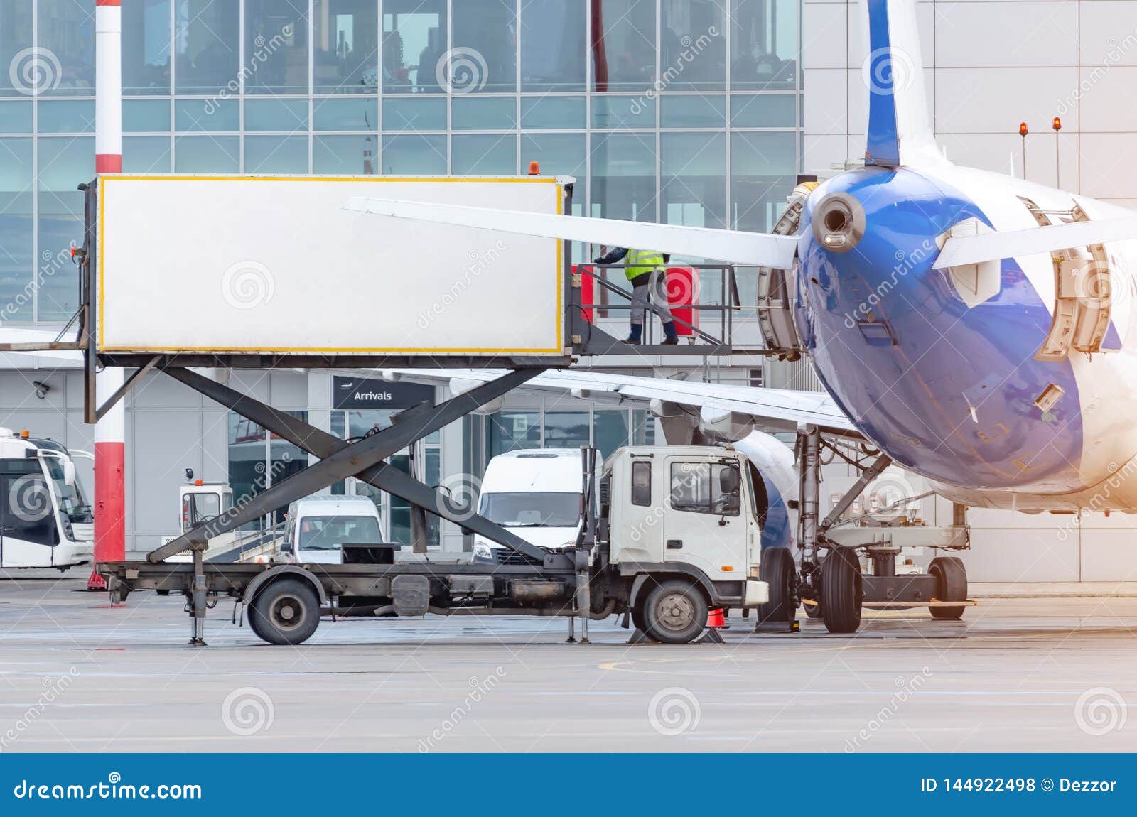 Loading Food on the Plane for Passengers at the Terminal Stock Photo ...
