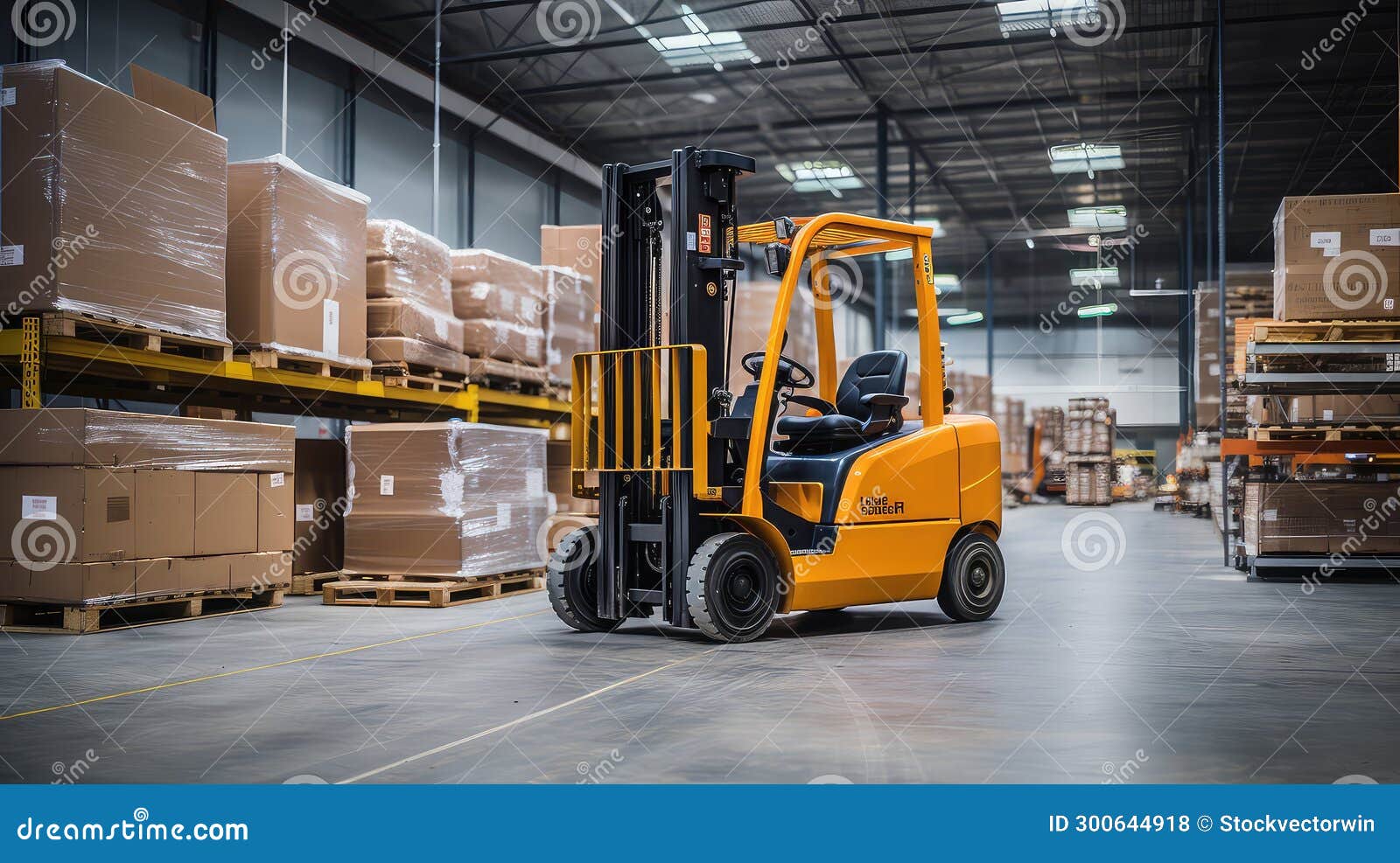 Loading Forklift Warehouse Background Stock Illustration - Illustration ...