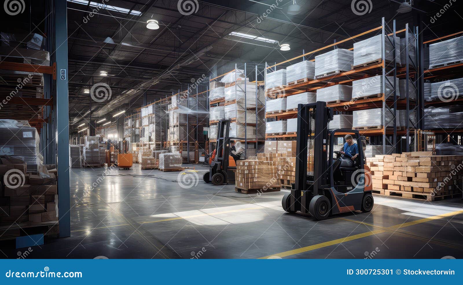 Loading Forklift Warehouse Background Stock Illustration - Illustration ...