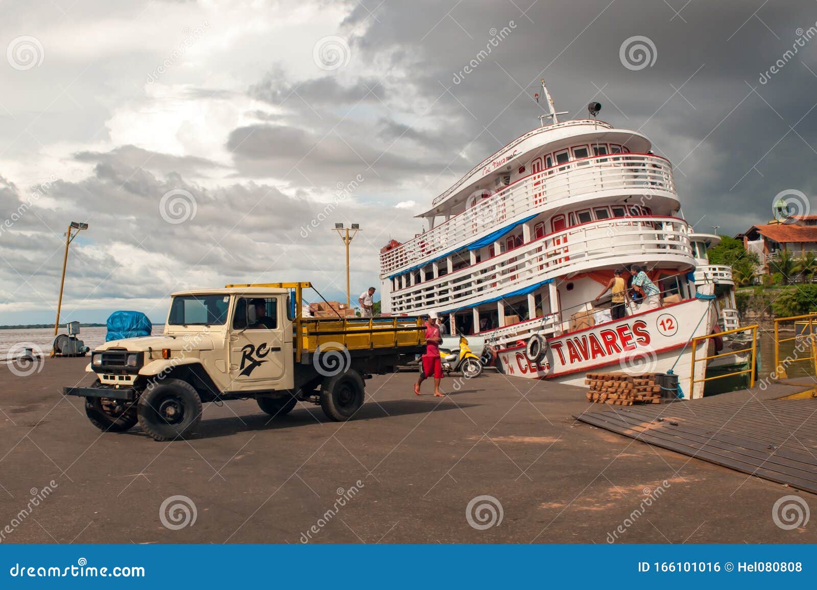 Loading Goods on Typical Amazon Steamboat in Port of Cana Cari on ...