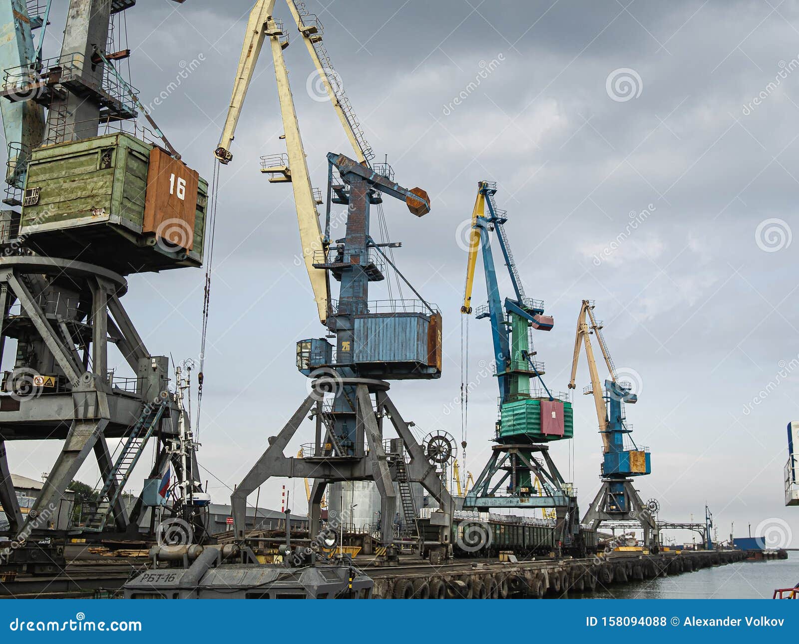 Loading into the Freight Train at the Port with the Help of Powerful ...