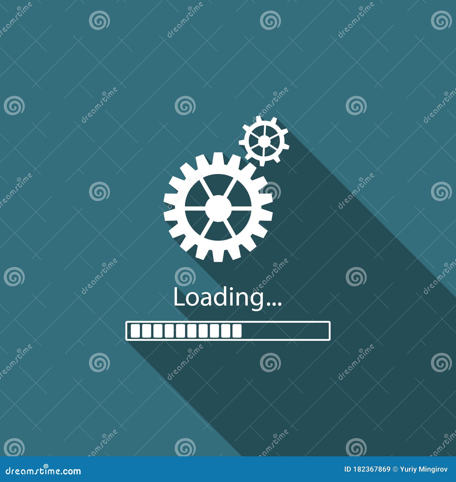 Loading and Gear Icon Isolated with Long Shadow. Progress Bar Icon ...