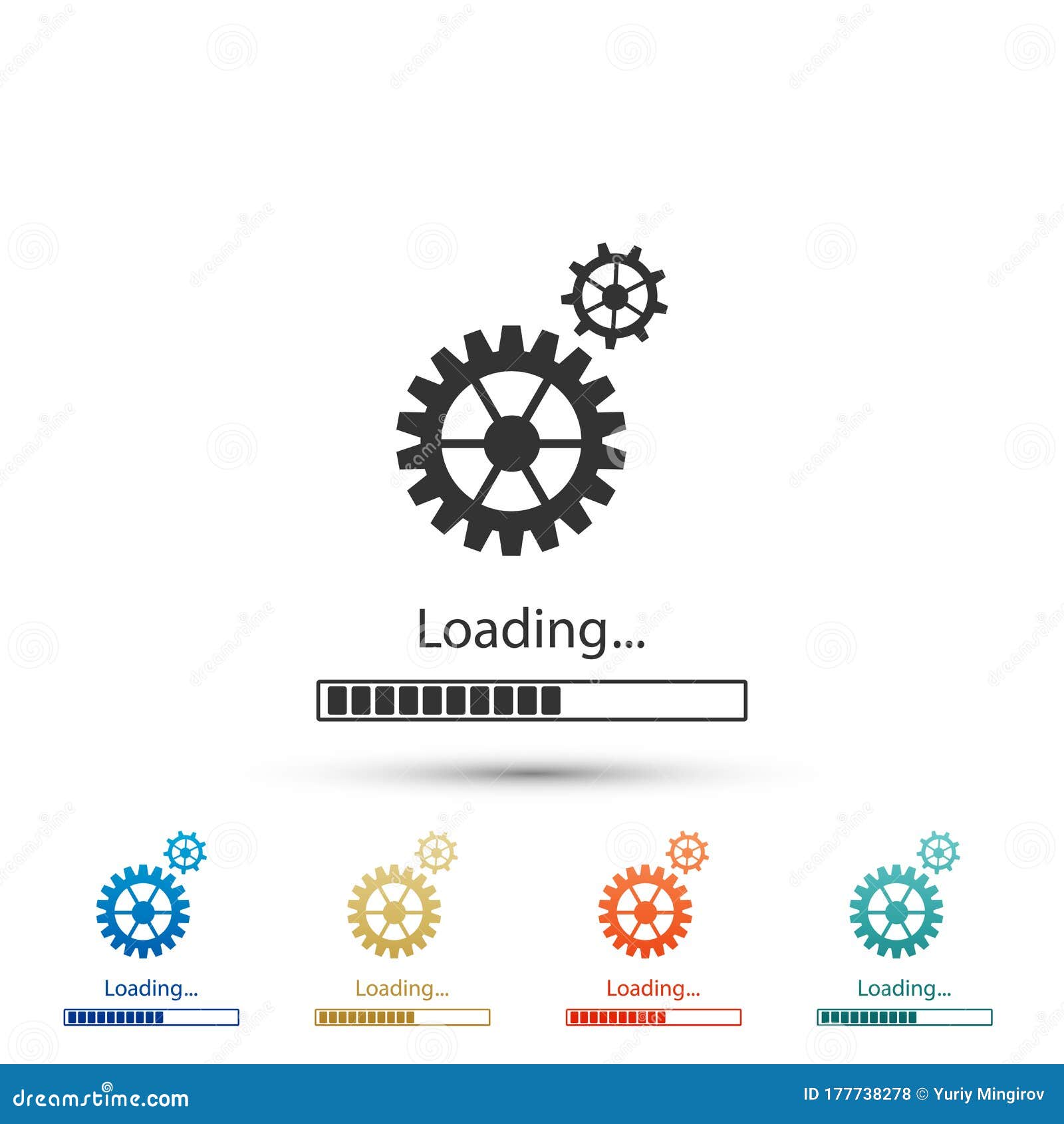 Loading and Gear Icon Isolated on White Background. Progress Bar Icon ... Loading and Gear Icon Isolated on White Background. Progress Bar Icon ...