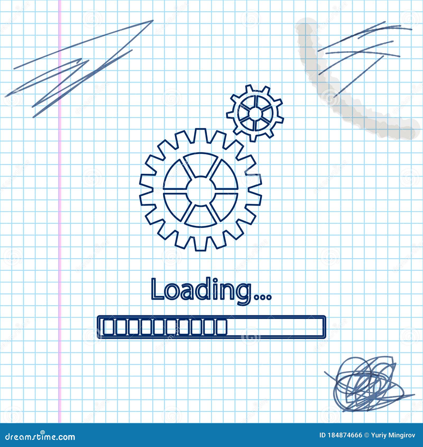 Loading And Gear Line Sketch Icon Isolated On White Background ... Loading And Gear Line Sketch Icon Isolated On White Background ...