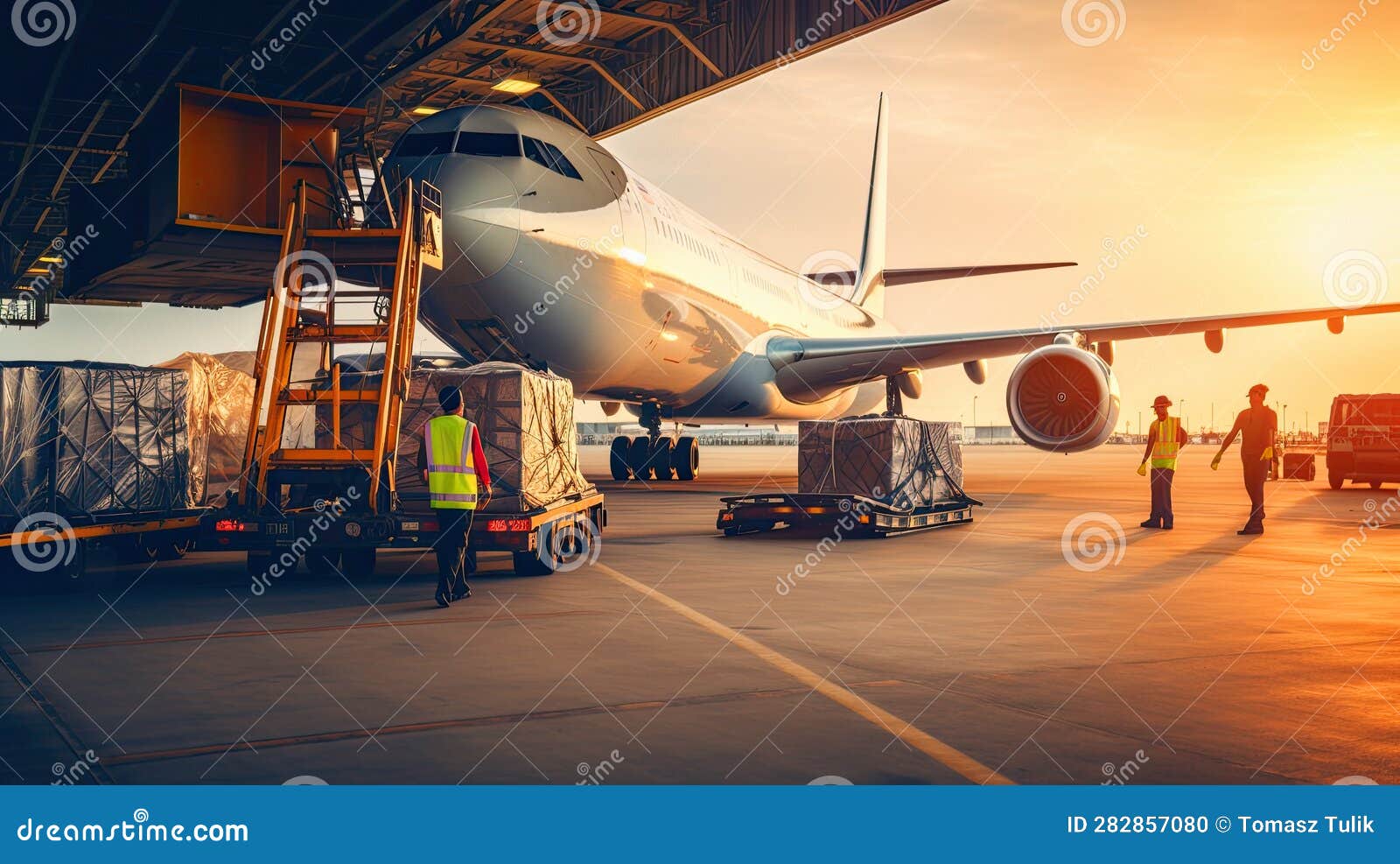 Loading of Goods on Board a Cargo Plane, Airport , Business Logistic ...