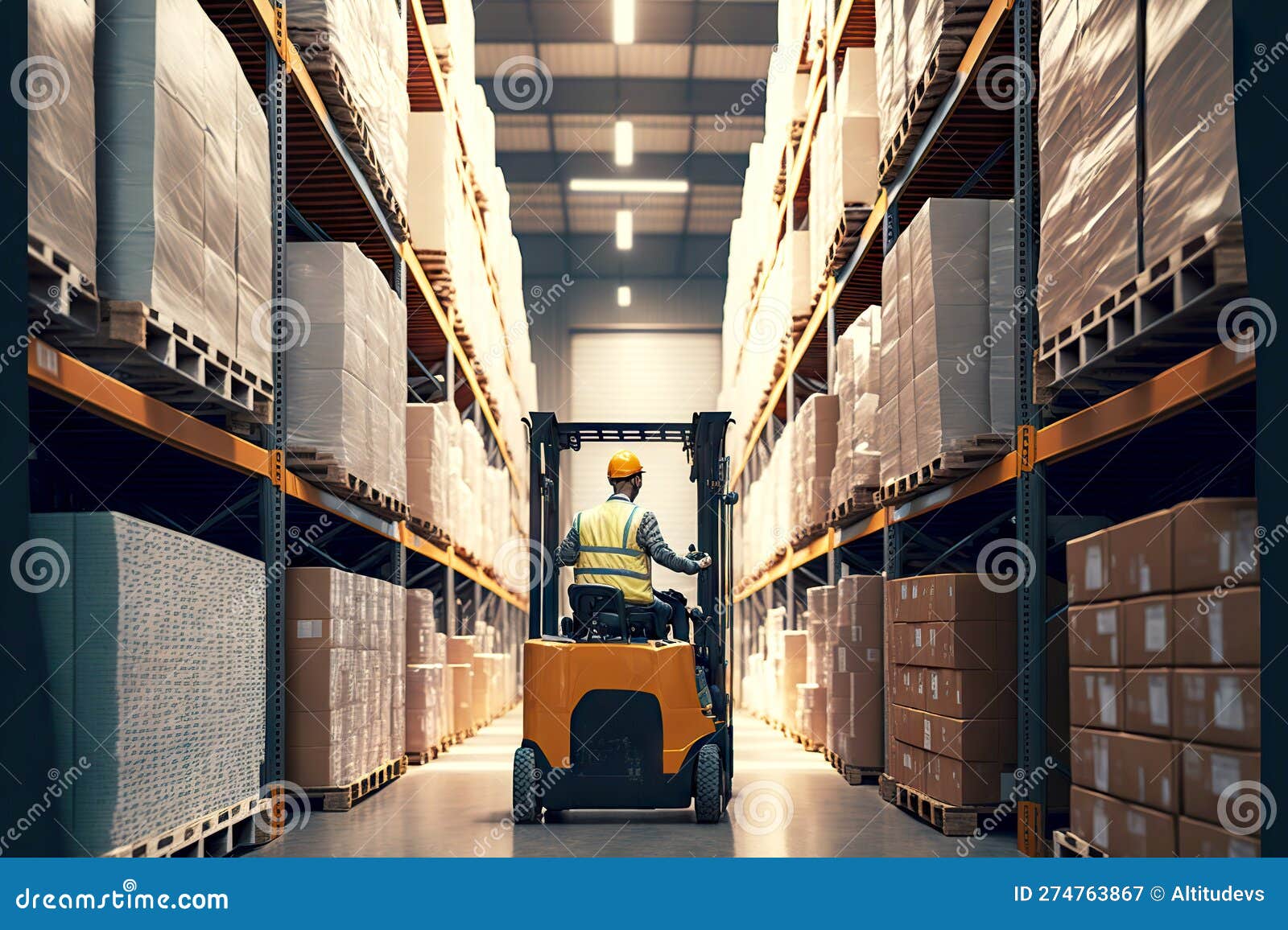 Loading of Goods in Boxes in Corridor in Warehouse Stock Illustration ...
