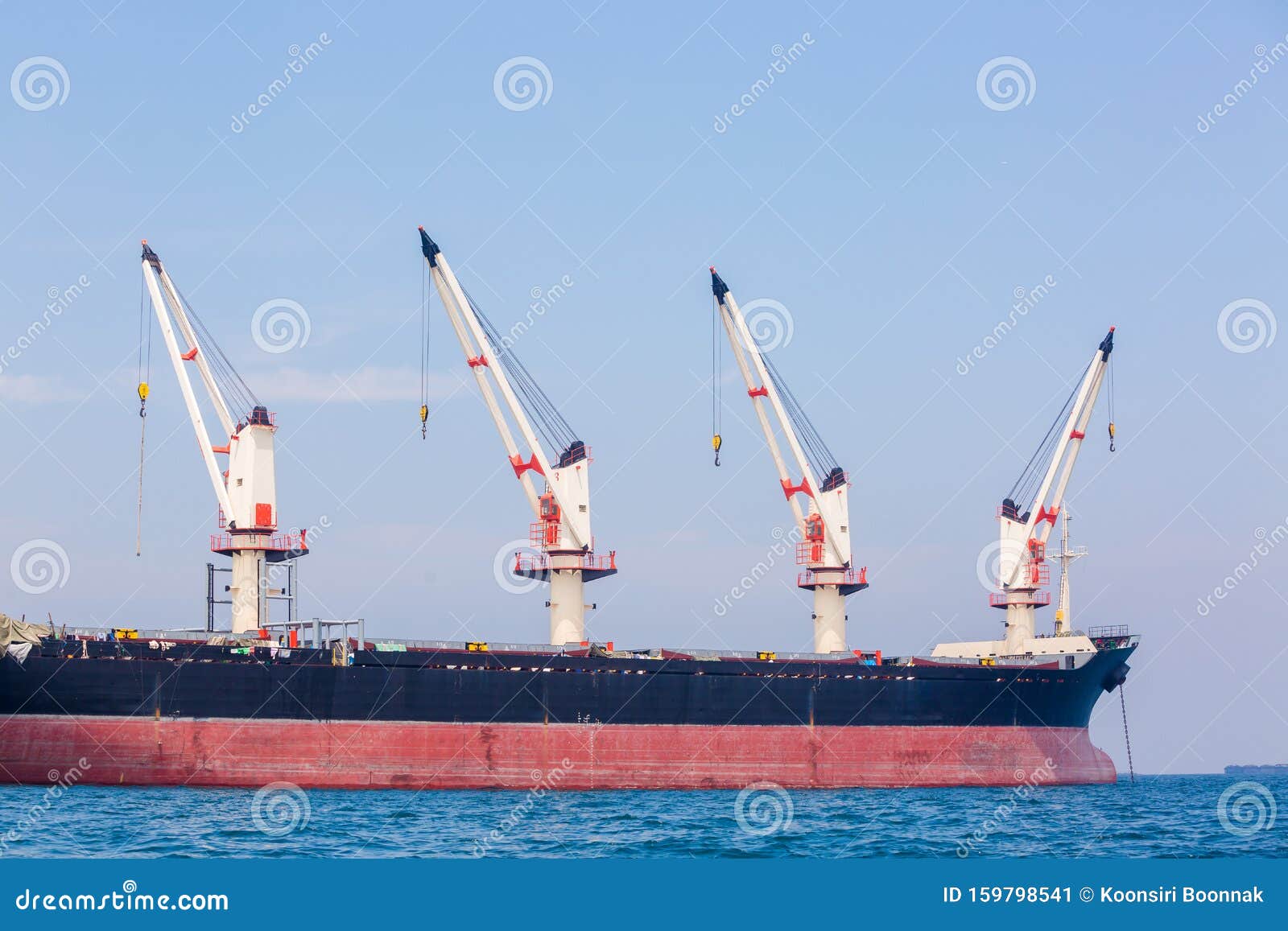 Loading Goods on Cargo Ship with Crane. Shipment from a Merchant To a ...