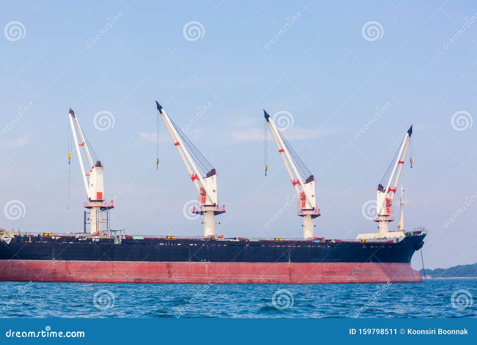 Loading Goods on Cargo Ship with Crane. Shipment from a Merchant To a ...