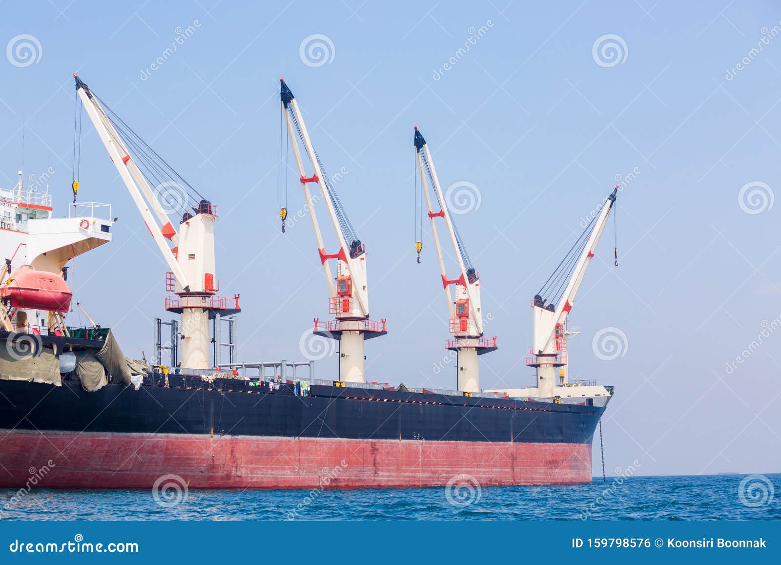 Loading Goods on Cargo Ship with Crane. Shipment from a Merchant To a ...