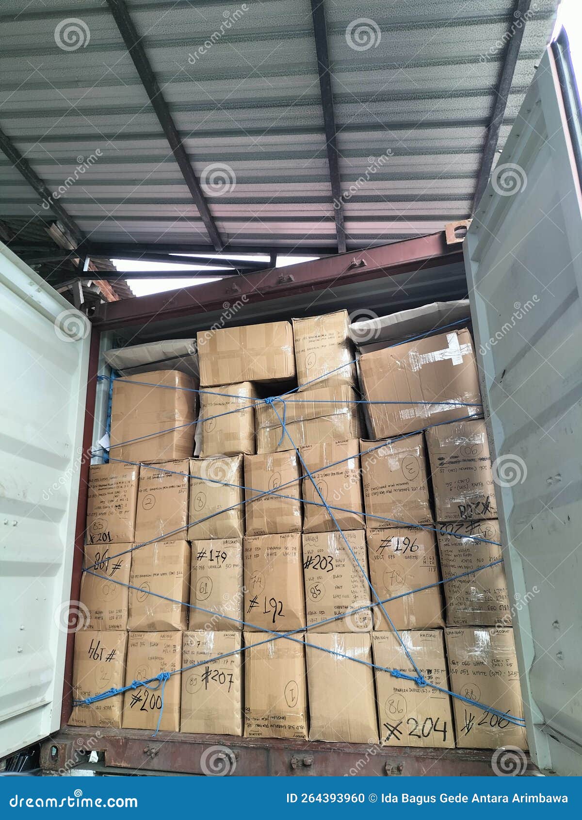 Loading goods in container stock photo. Image of architecture - 264393960