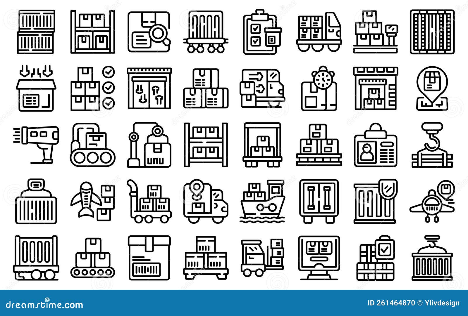 Loading of Goods Icons Set Outline Vector. Delivery Package Stock ...