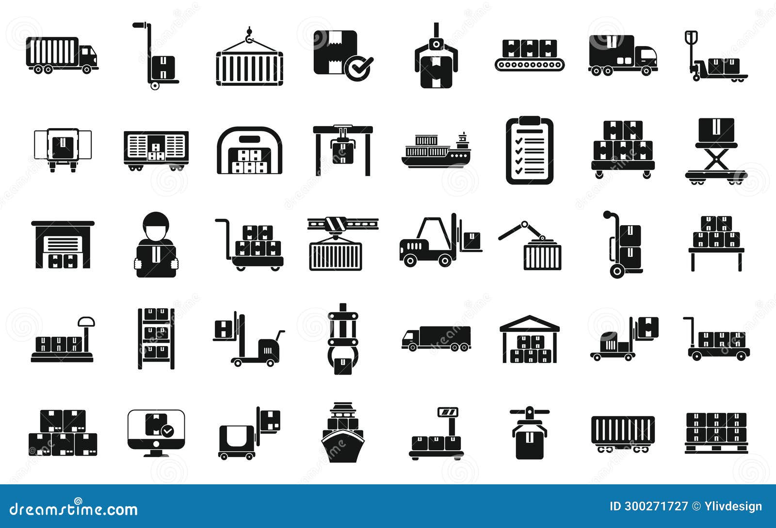 Loading of Goods Icons Set Simple Vector. Delivery Package Box Stock ...