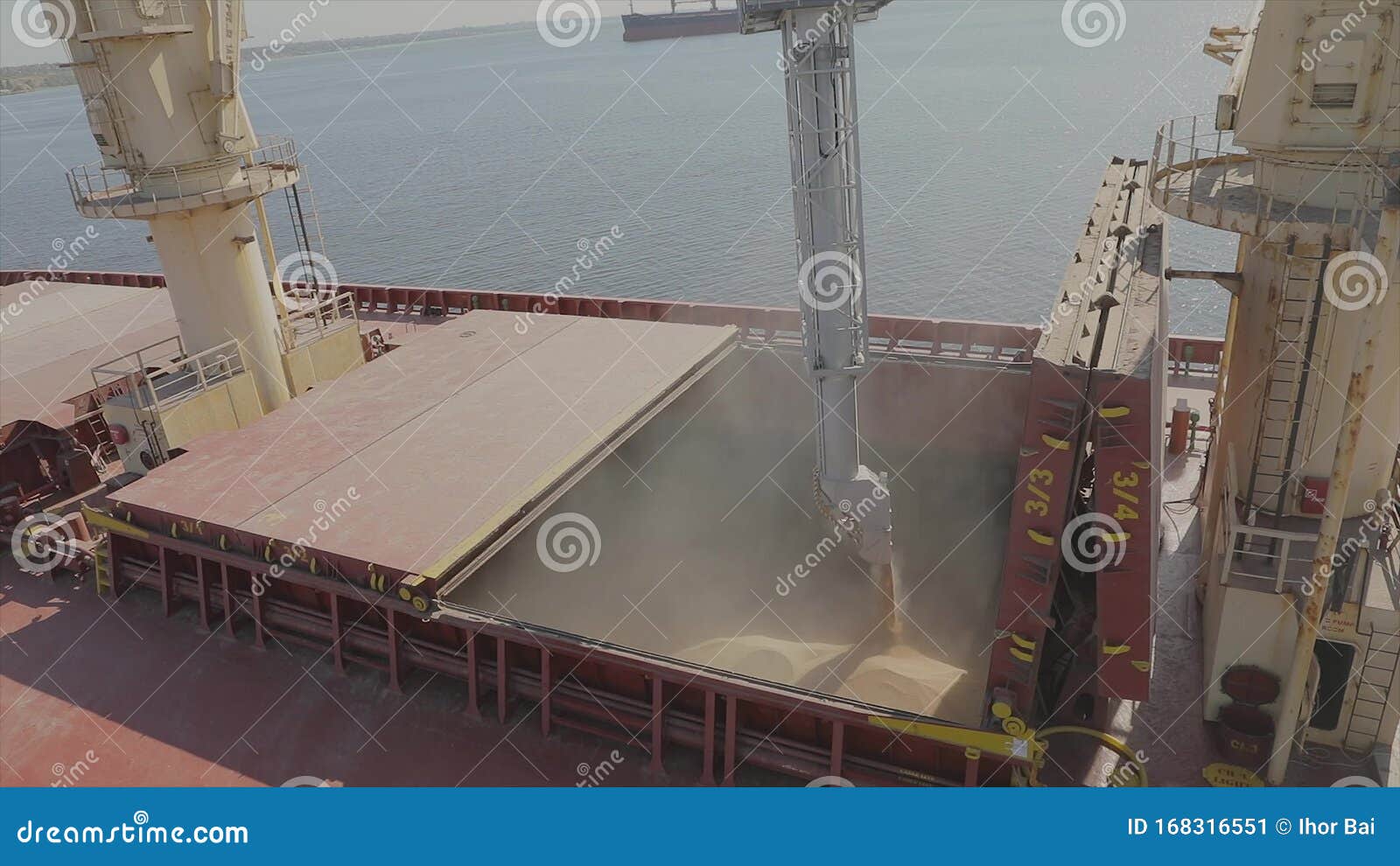 Loading Grain into a Ship, a Ship for Transporting Grain. Wheat ...