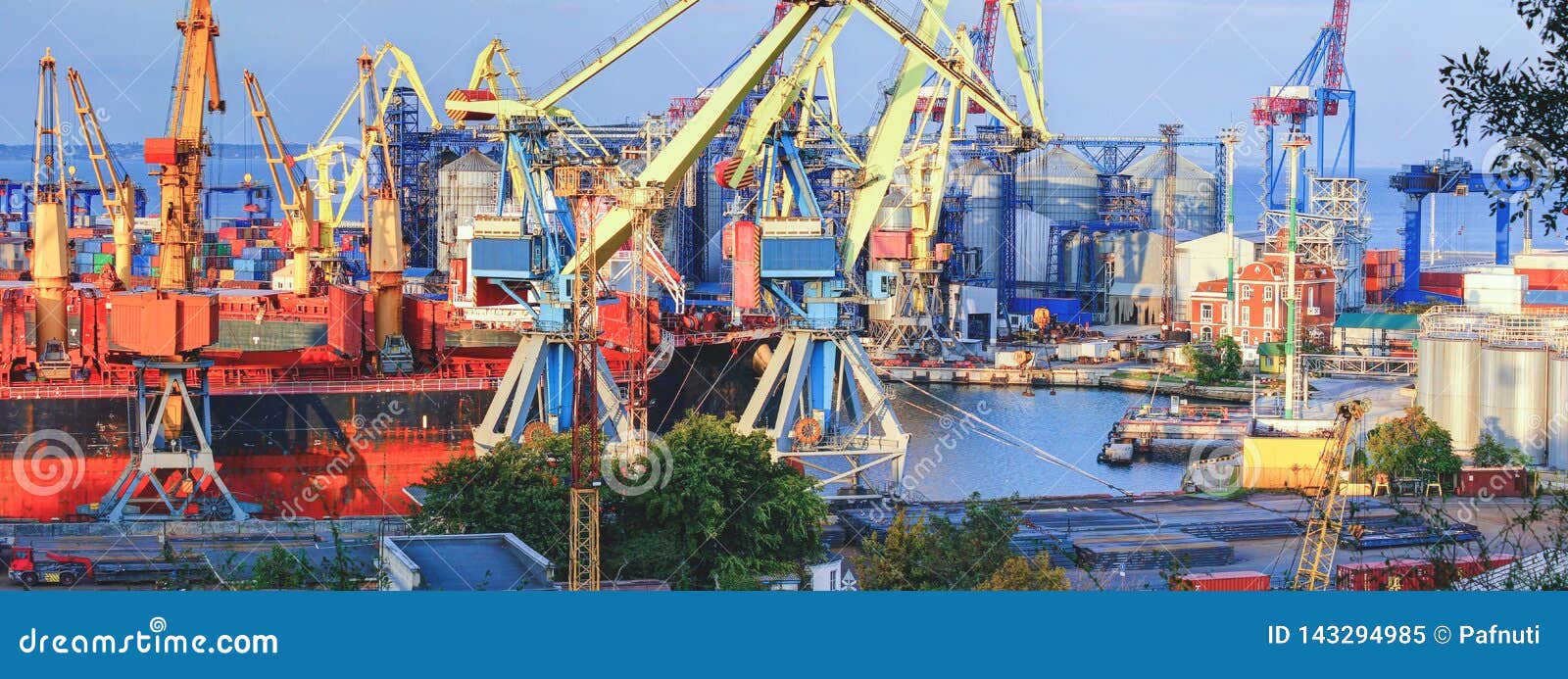 Loading Grain To the Ship in the Port. Stock Image - Image of grain ...