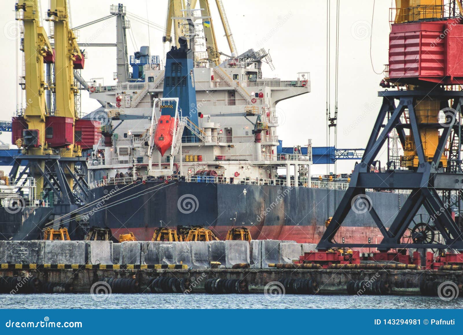 Loading Grain To the Ship in the Port. Stock Image - Image of transport ...