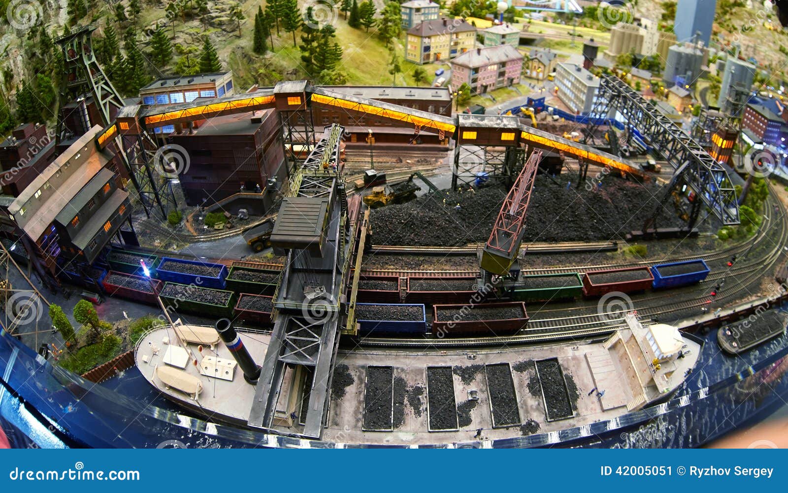 Loading Hard Coal from Rail Cars on a Barge Stock Image - Image of pier ...