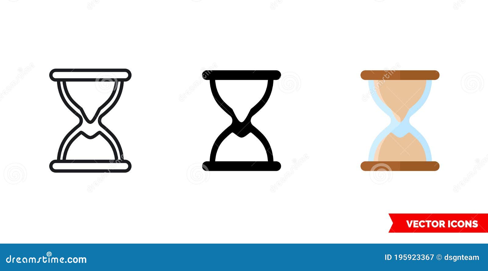 Loading Hourglass Icon of 3 Types Color, Black and White, Outline ...