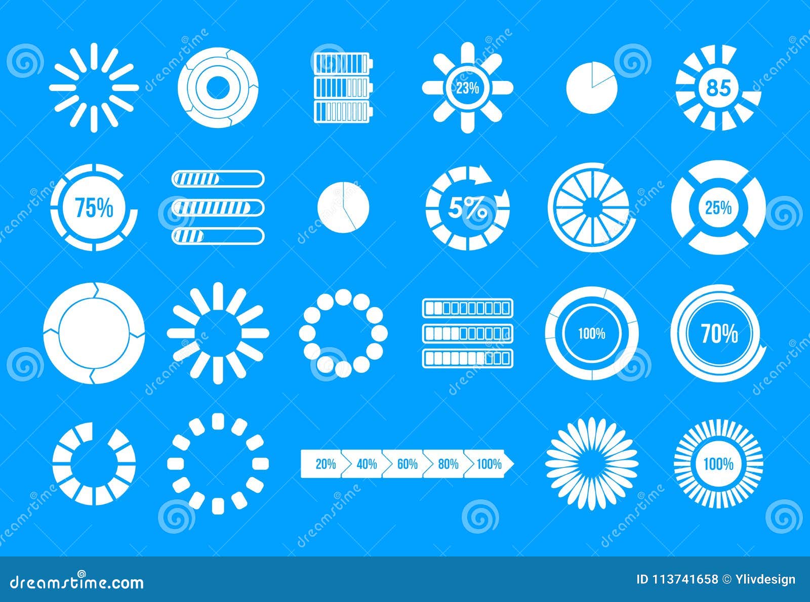 Loading Icon Blue Set Vector Stock Vector - Illustration of countdown ...