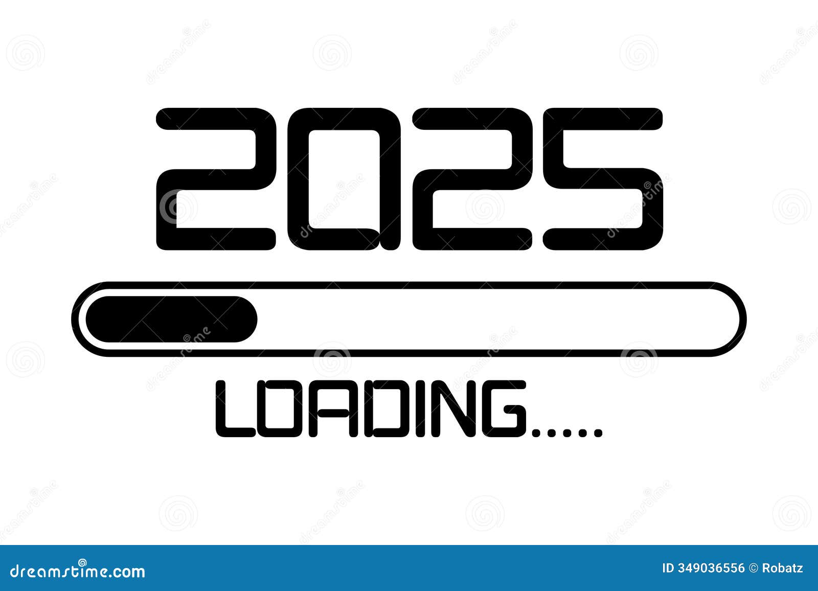 2025 with Loading Icon Flat Style. Progress Bar almost Reaching Happy ...