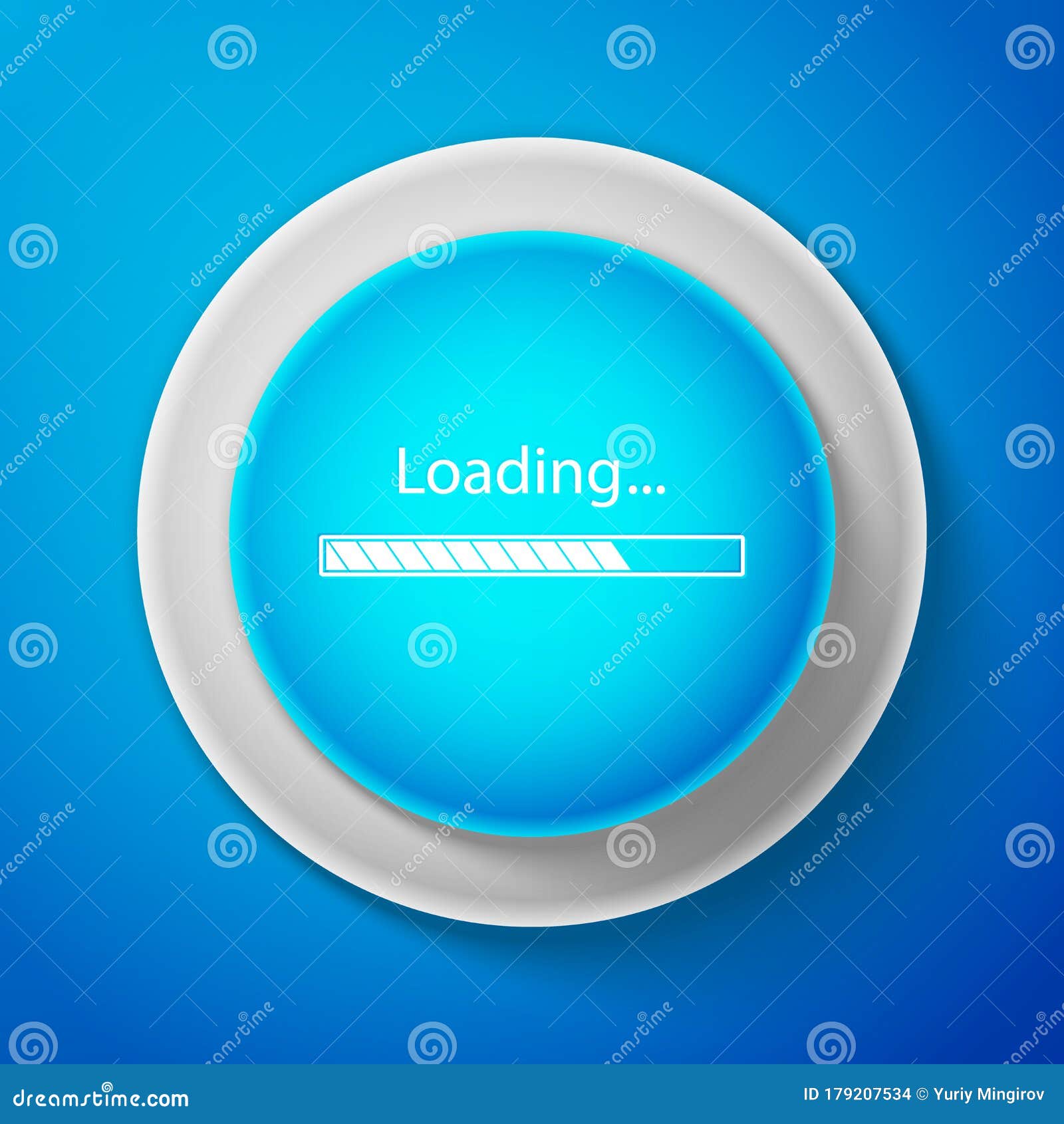Loading Icon Isolated on Blue Background. Progress Bar Icon Stock ...