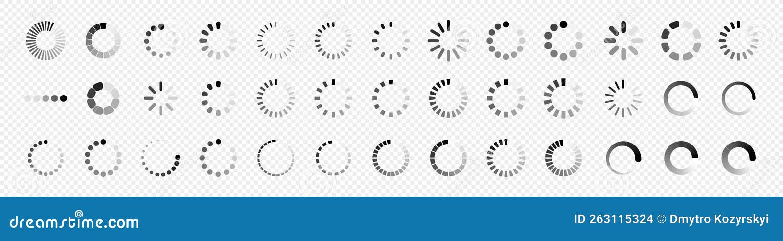 Loading Icon Set Buffer Loader Or Preloader Donload Or Upload Collection Of Simple Web