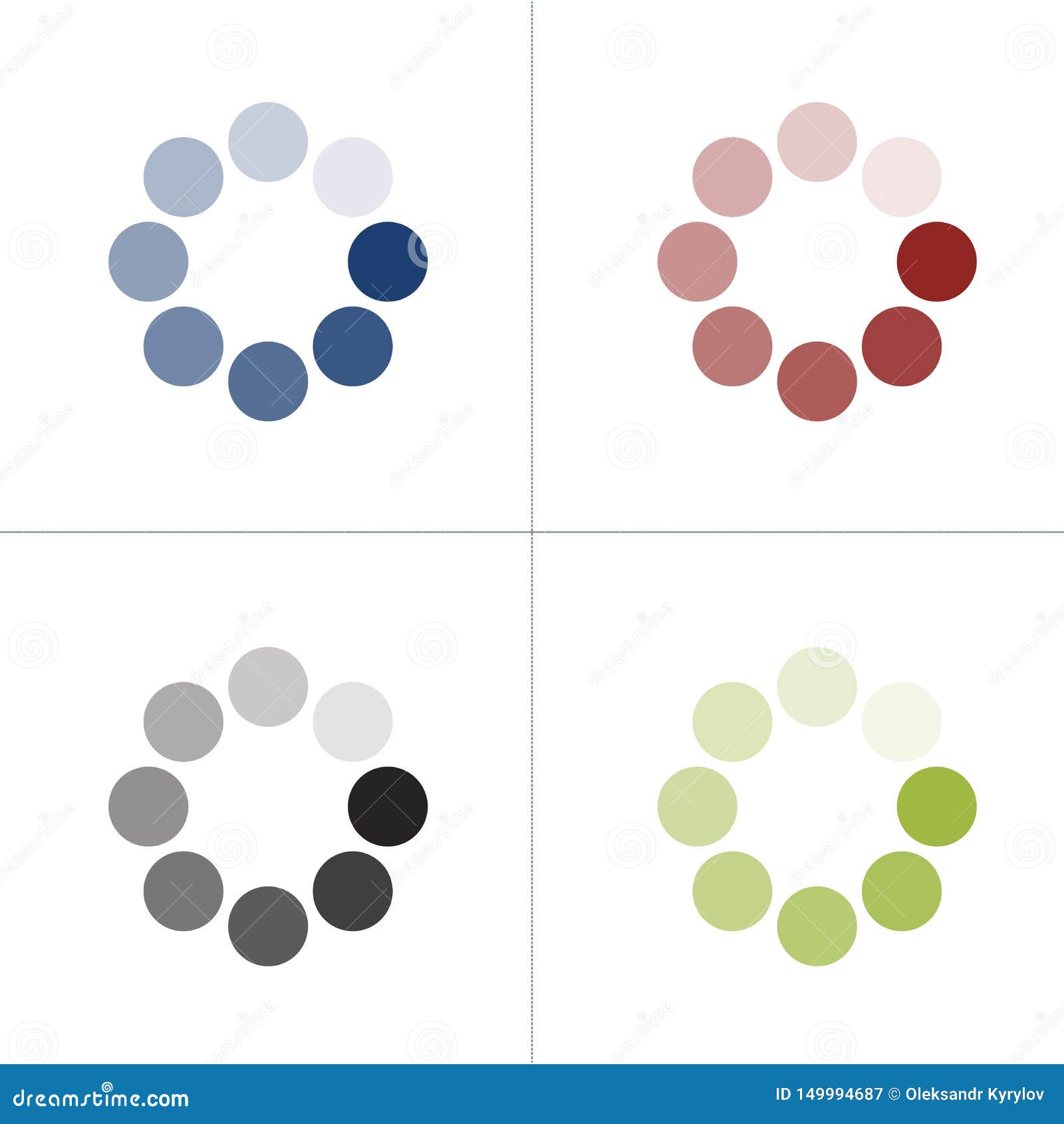 Loading Icon Set In Different Colors Buffer Loader Or Preloader Donload Or Upload Collection