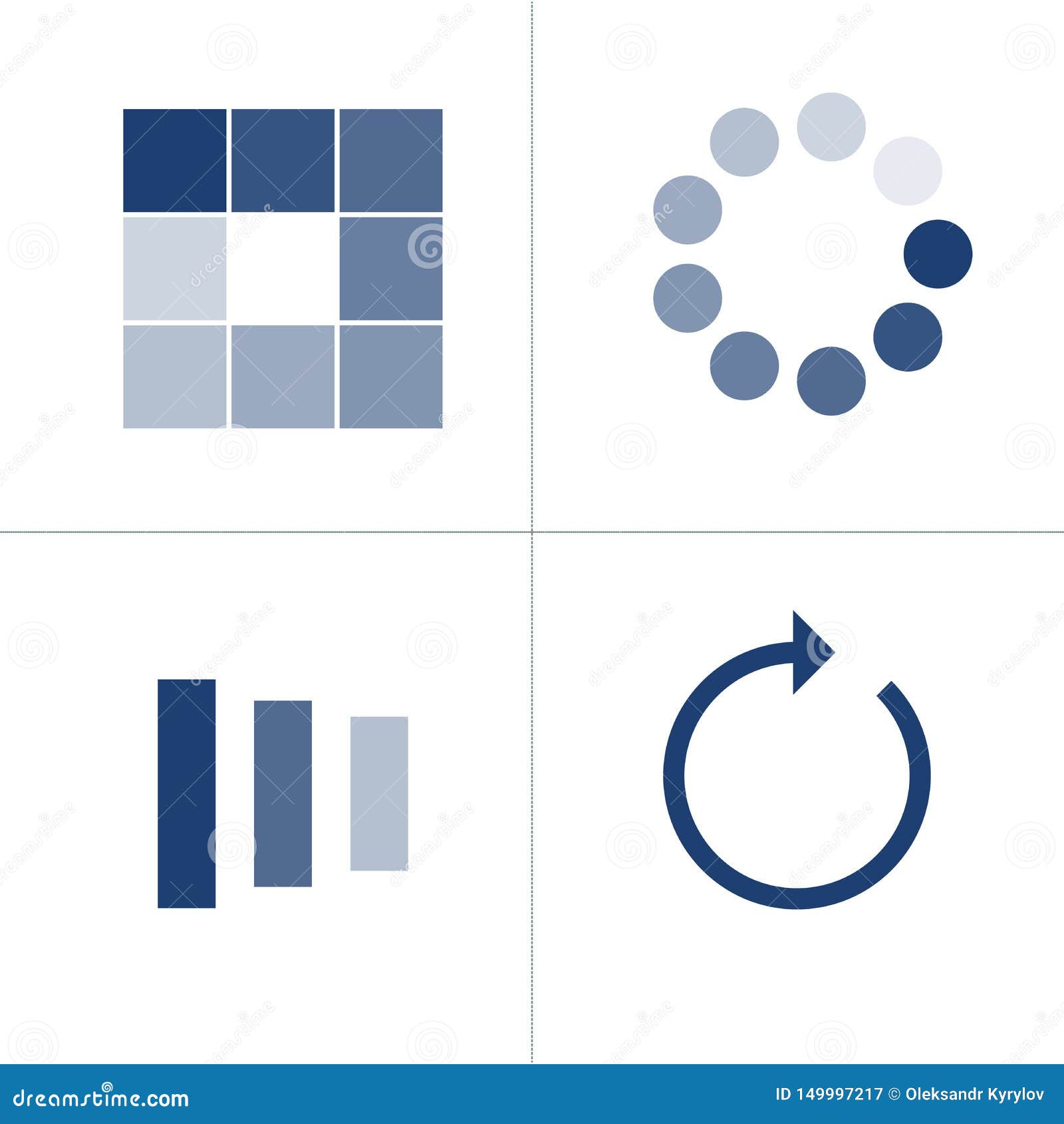Loading Icon Set With Different Shapes Square Circle Arrow. Buffer Loader Or Preloader. Donload ...
